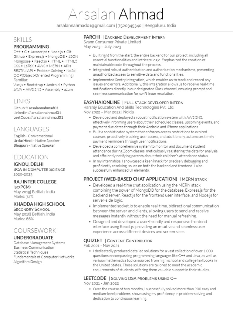 Arsalan Resume | PDF