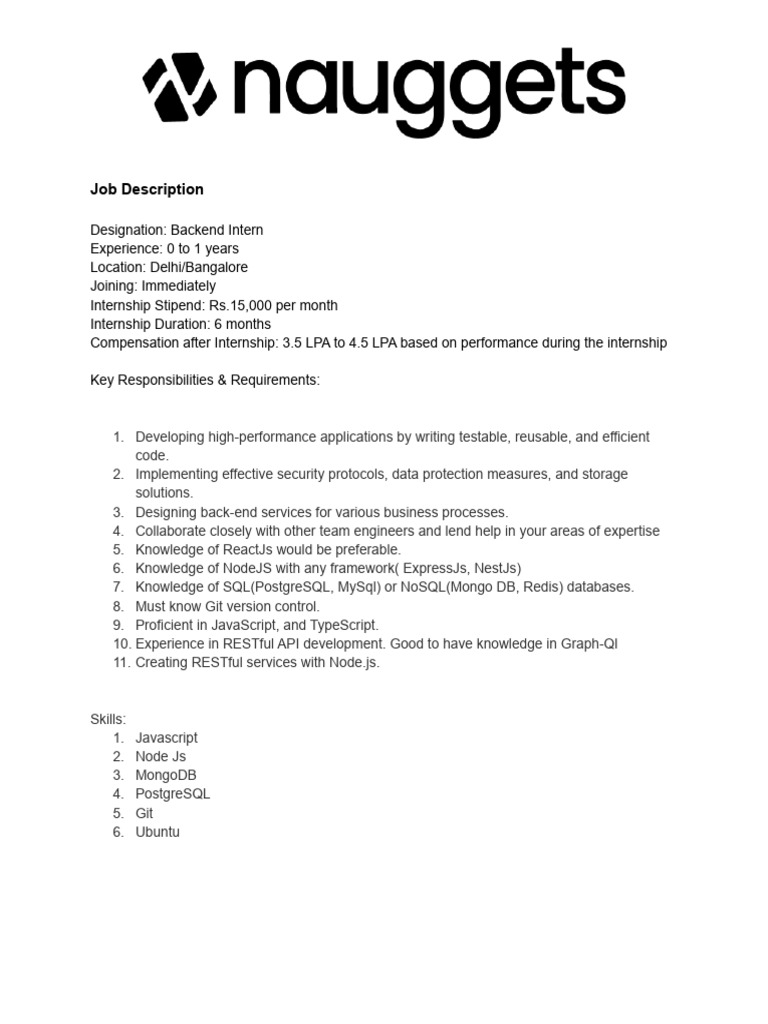 Backend Intern Assessment | PDF Backend Intern Assessment | PDF