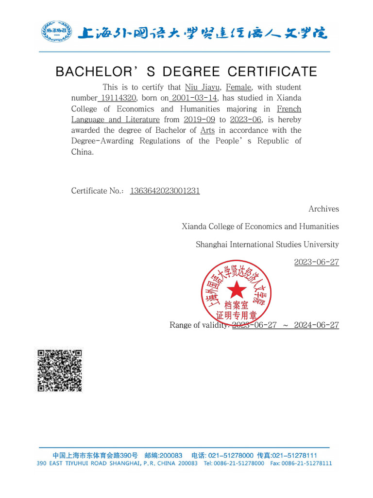 Bachelor's Degree Certificate | PDF