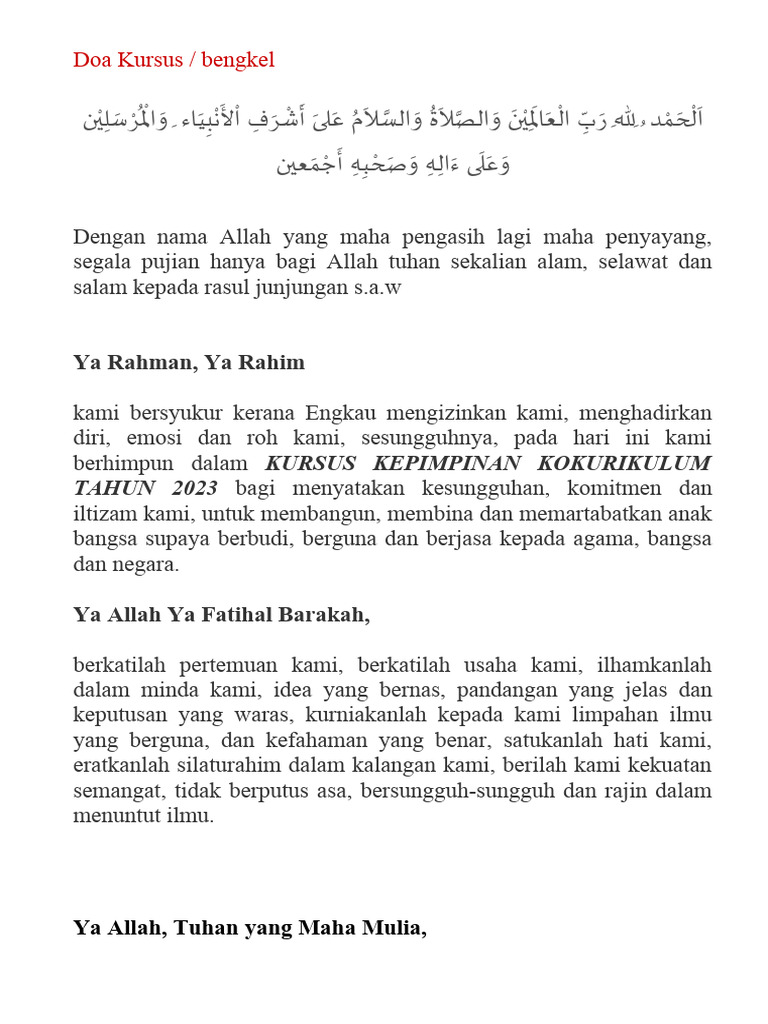 2023 DOA KURSUS KEPIMPINAN | PDF