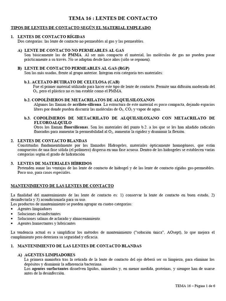 Tema 16 - Lentes de Contacto | PDF