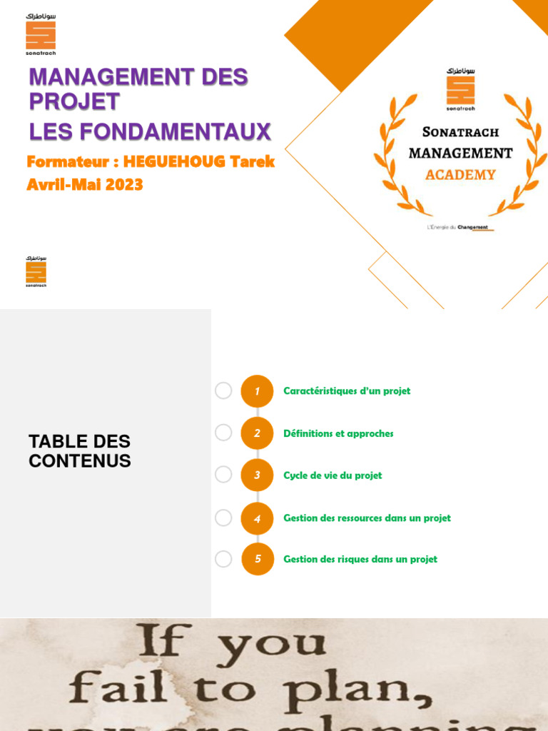 Formation Management de Projet Les Fondamentaux | PDF | Gestion de ...