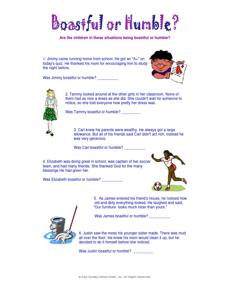 Boastful vs. Humble: A Children's Guide | PDF