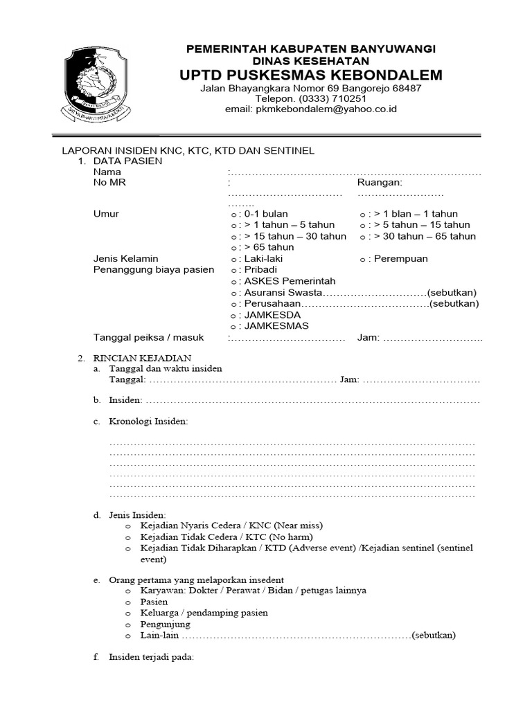 Laporan Insiden KNC, KTC, KTD Dan Sentinel | PDF
