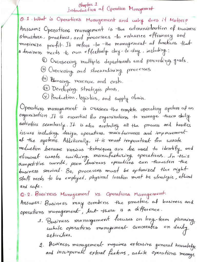 OM-Chapters Summary | PDF