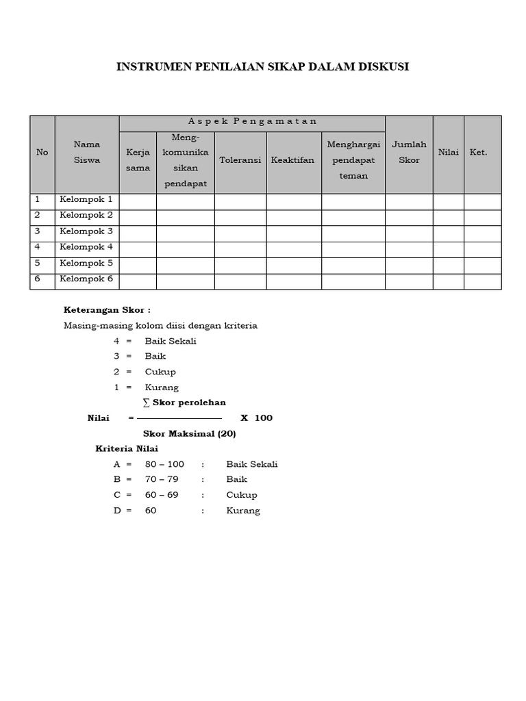 Instrumen Penilaian Sikap | PDF