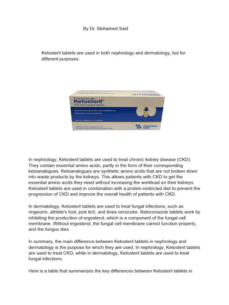 Ketosteril Tablet | Download Free PDF | Chronic Kidney Disease ...
