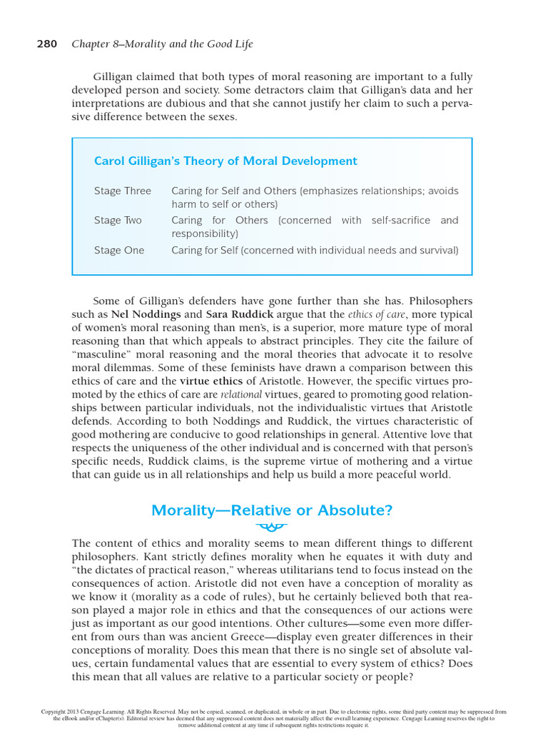 Chapter 8-Morality and The Good Life: Carol Gilligan's Theory of Moral ...