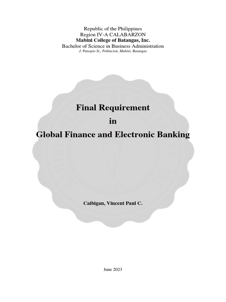 Electronic Banking Final Requirement | PDF | Banks | Online Banking