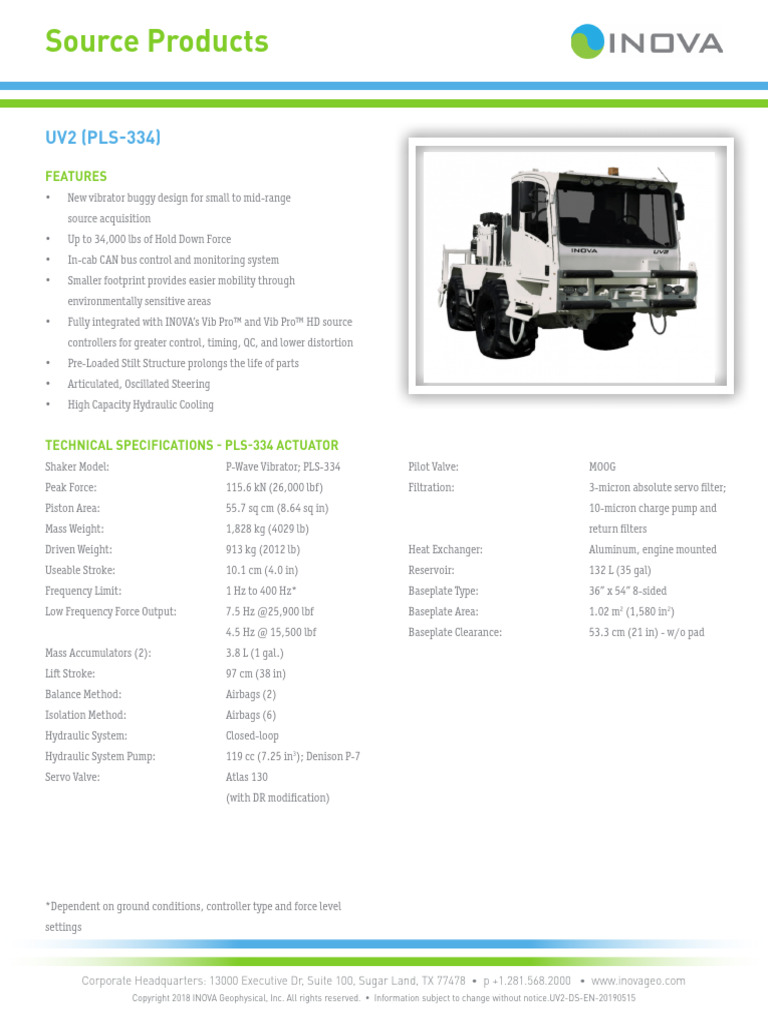 UV2 Datasheet小震源 | PDF | Engines | Manufactured Goods