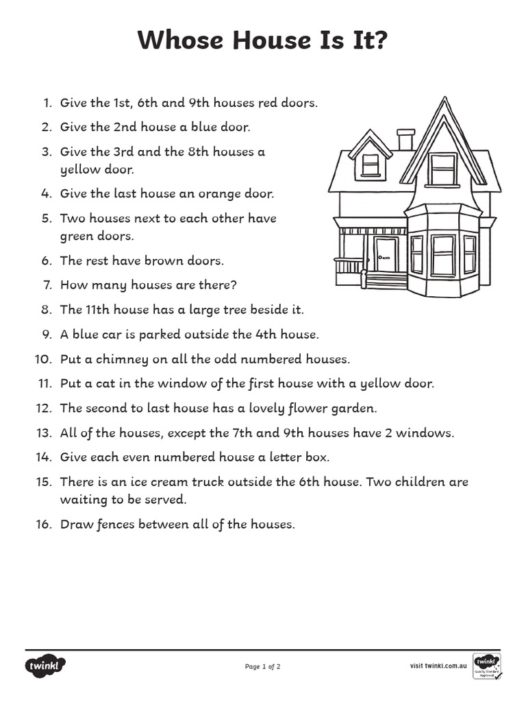 Whose House Is It Activity | PDF