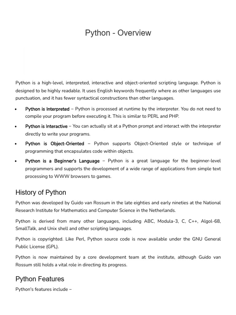 Python - Overview | PDF