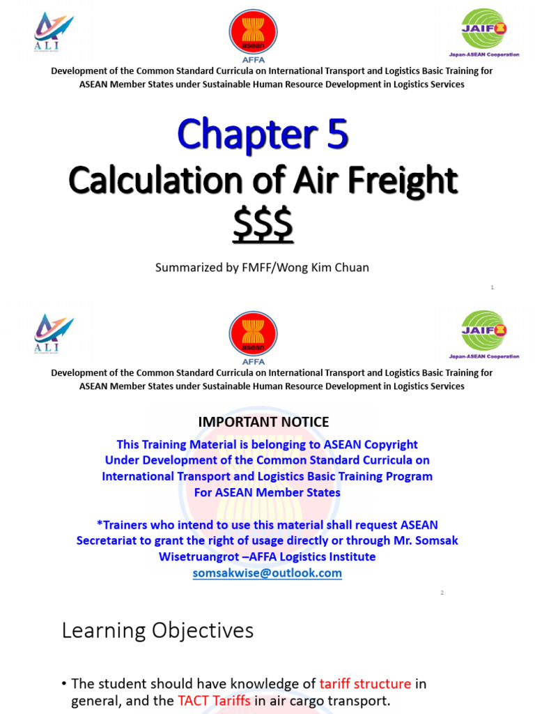 Air Freight C5. Calculation of Air Freight PPT Trainer V2 | PDF