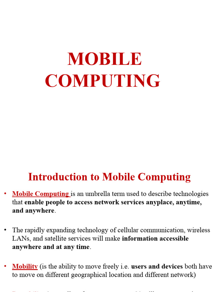 1.introduction To Mobile Computing | PDF | Computer Network | Mobile Computing