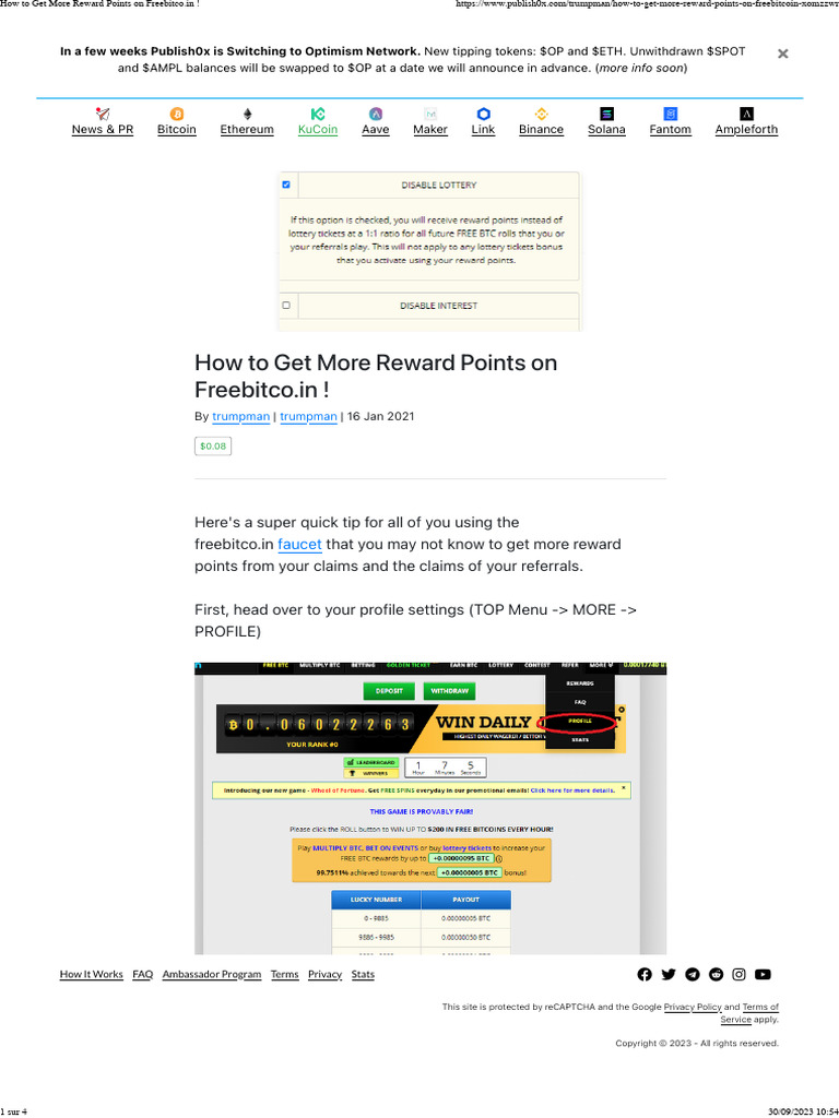 How To Get More Reward Points On Freebitco - in ! | PDF