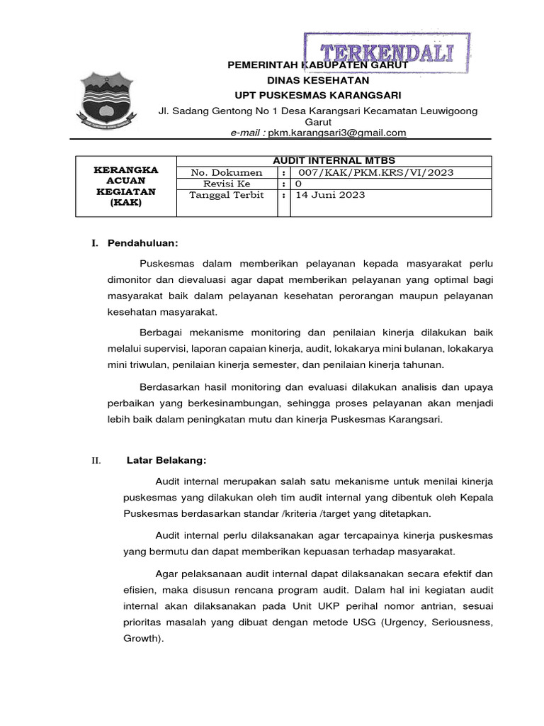 KAK AUDIT INTERNAL MTBS 2023 | PDF