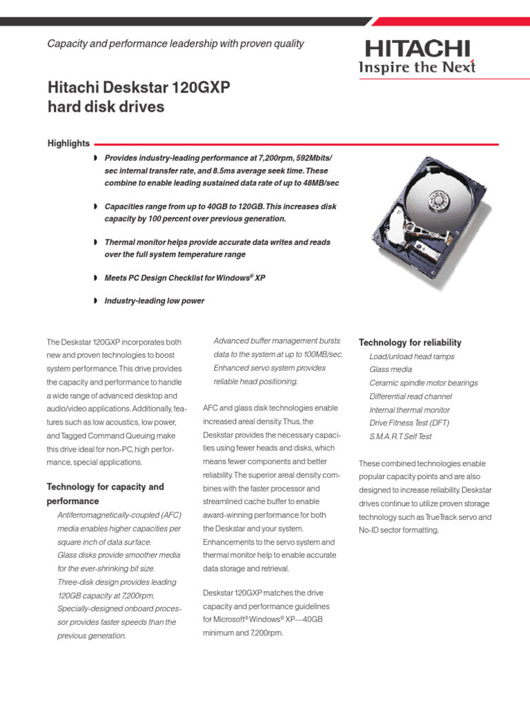 Hitachi Deskstar 120 GXP | PDF