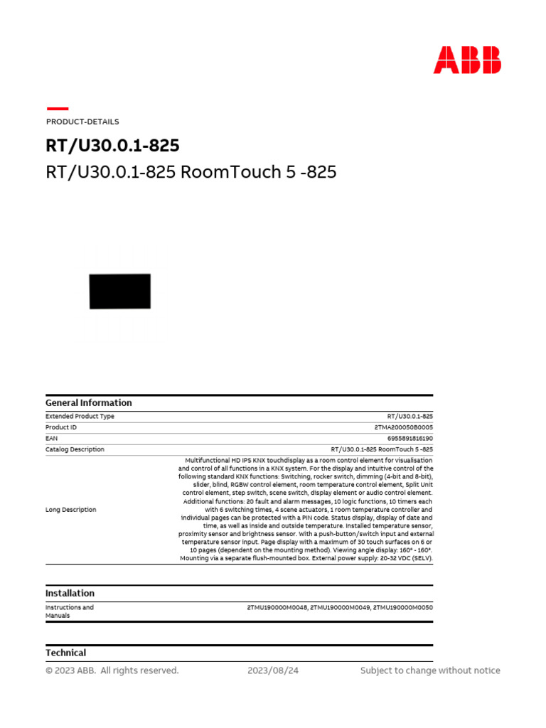 2TMA200050B0005 RT U30 0 1 825 | PDF