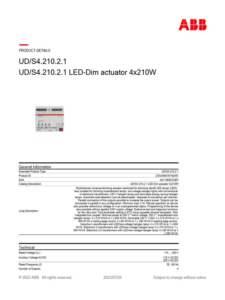 2CKA006197A0047-ud-s4-210-2-1 | PDF | Light Emitting Diode | Components