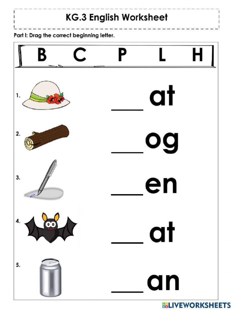 KG3 English Worksheet | PDF