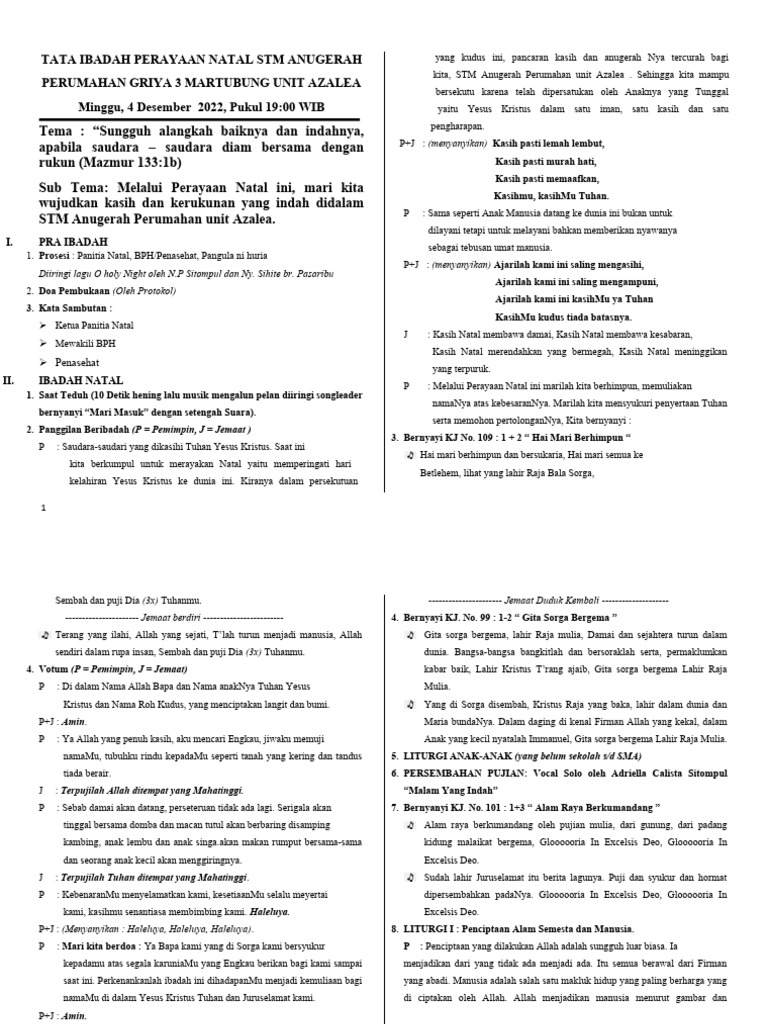 Tata Ibadah Natal STM ANUGERAH | PDF