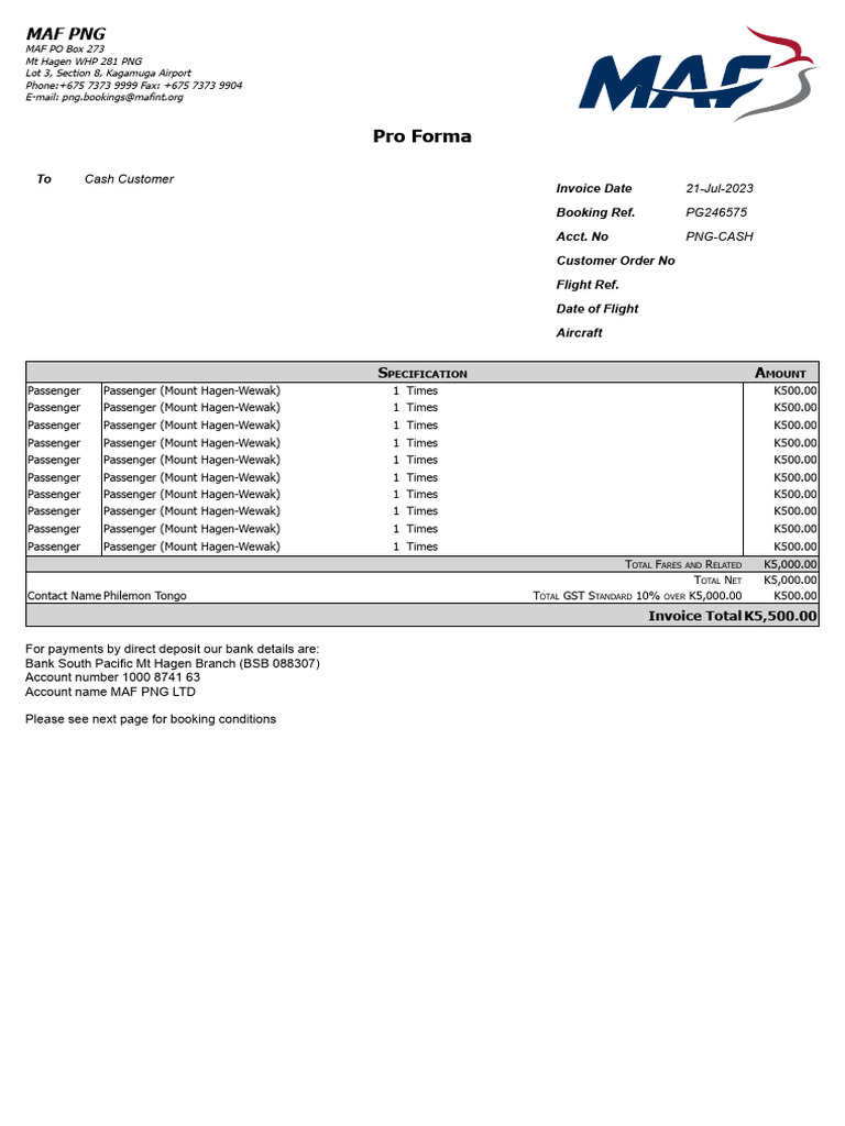 Philemon MAF Booking | PDF