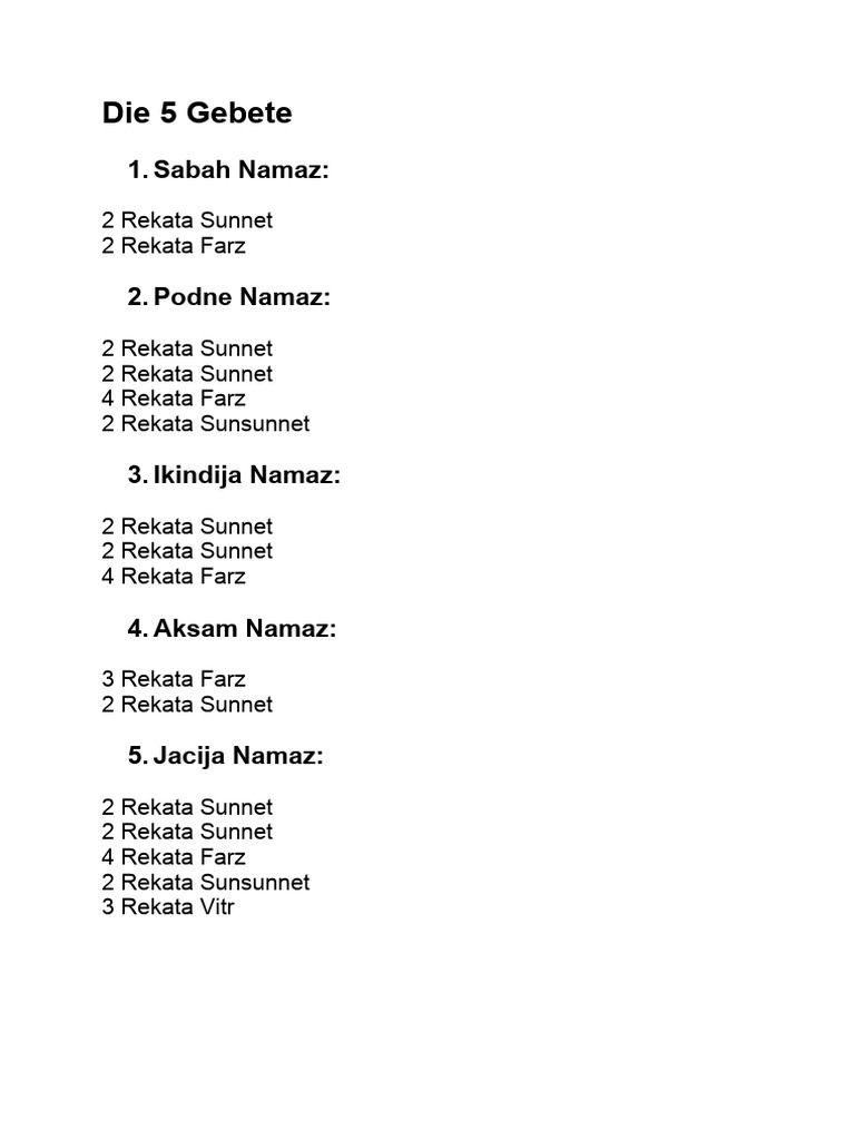 Die 5 Gebete | PDF