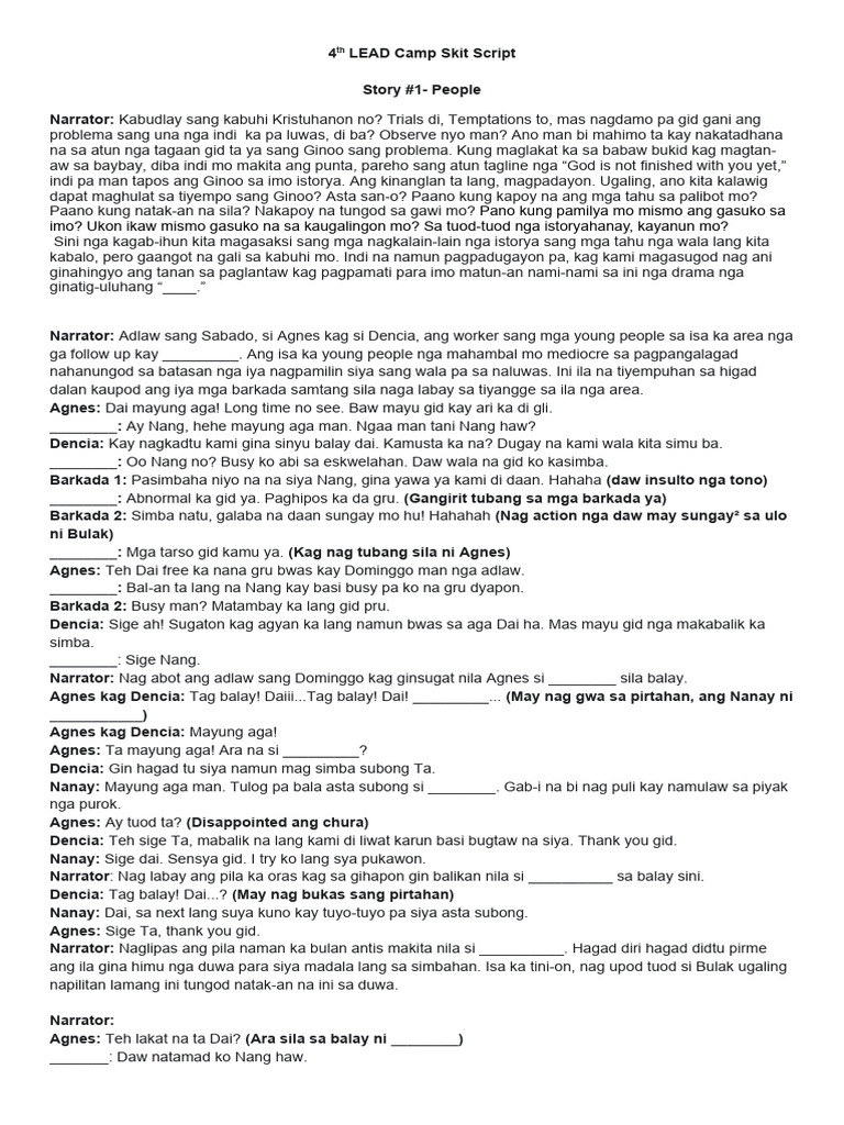 4th LEAD Camp Skit Revision Script | PDF