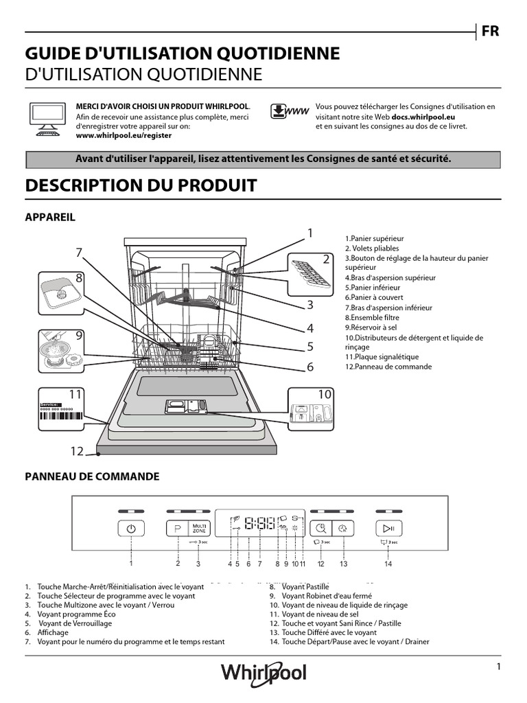 Whirlpool WFC 3C26 X Dishwasher | PDF