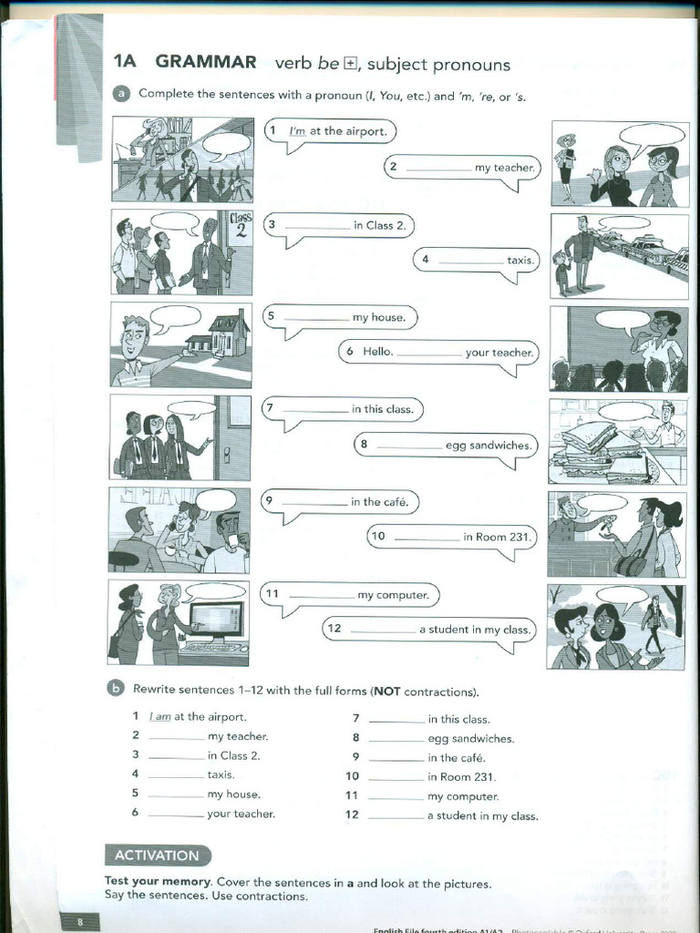 A2.1 Grammar Exercises Lessons 1-3 | PDF