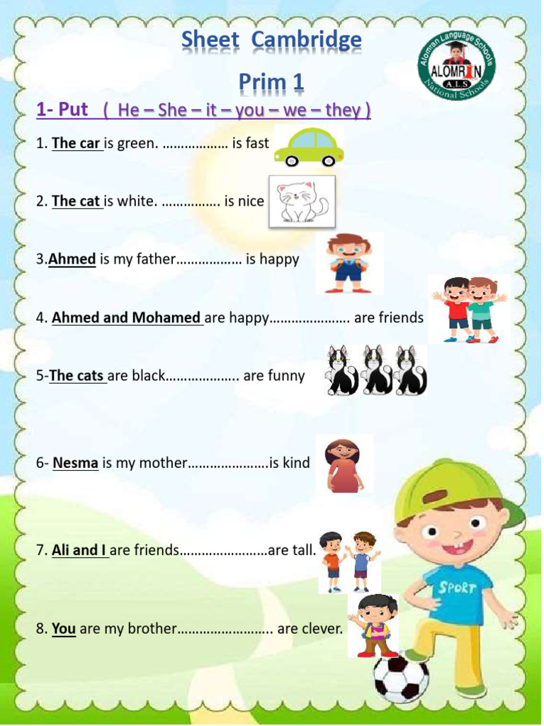 Sheet English Prim 1 Final | PDF