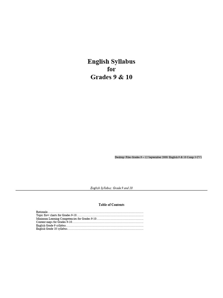 English Language Syllabus Grade 10 | PDF | Learning | Teachers