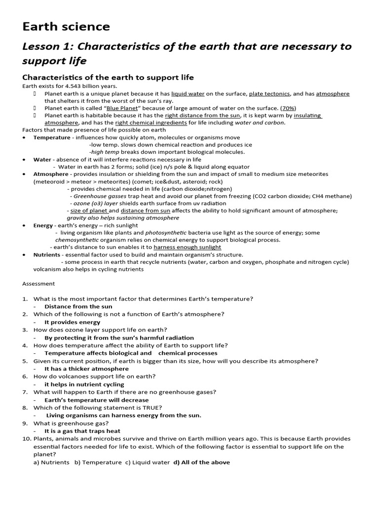 Earth science quarter 1 | PDF