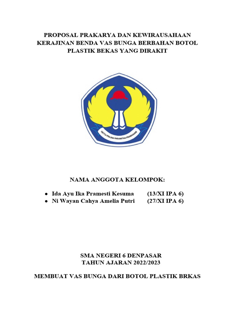 Proposal Prakarya Dan Kewirausahaan Kerajinan Benda Vas Bunga Berbahan ...