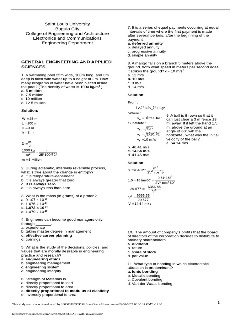 GEAS 1 With Answers | PDF