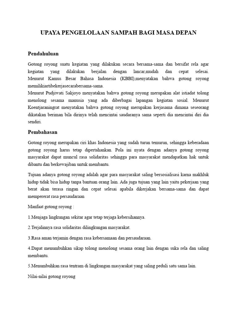 Tugas Essay Gotong Royong-Shabrina Aribby Leone-2303010052 | PDF