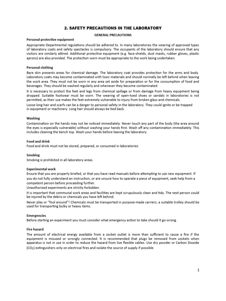 Safety Precautions in The Laboratory | PDF | Ultraviolet | Toxicity