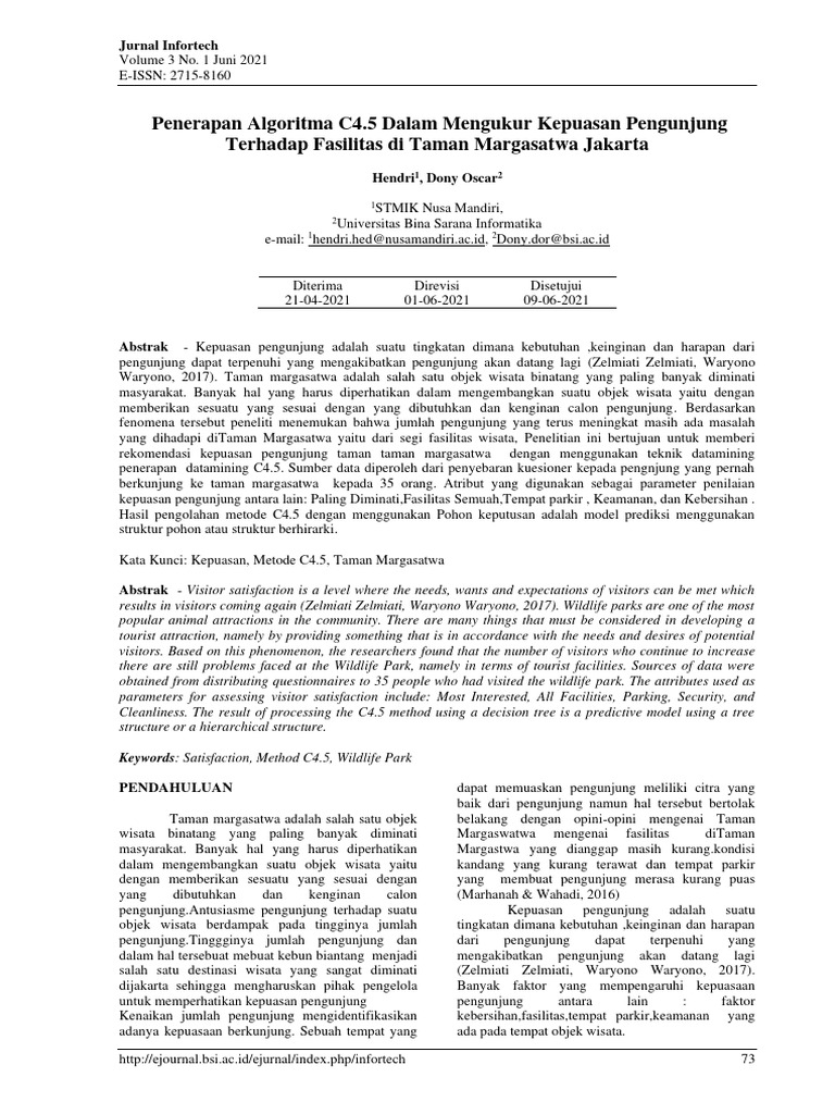 Penerapan Algoritma C4.5 Dalam Mengukur Kepuasan PengunjungTerhadap ...