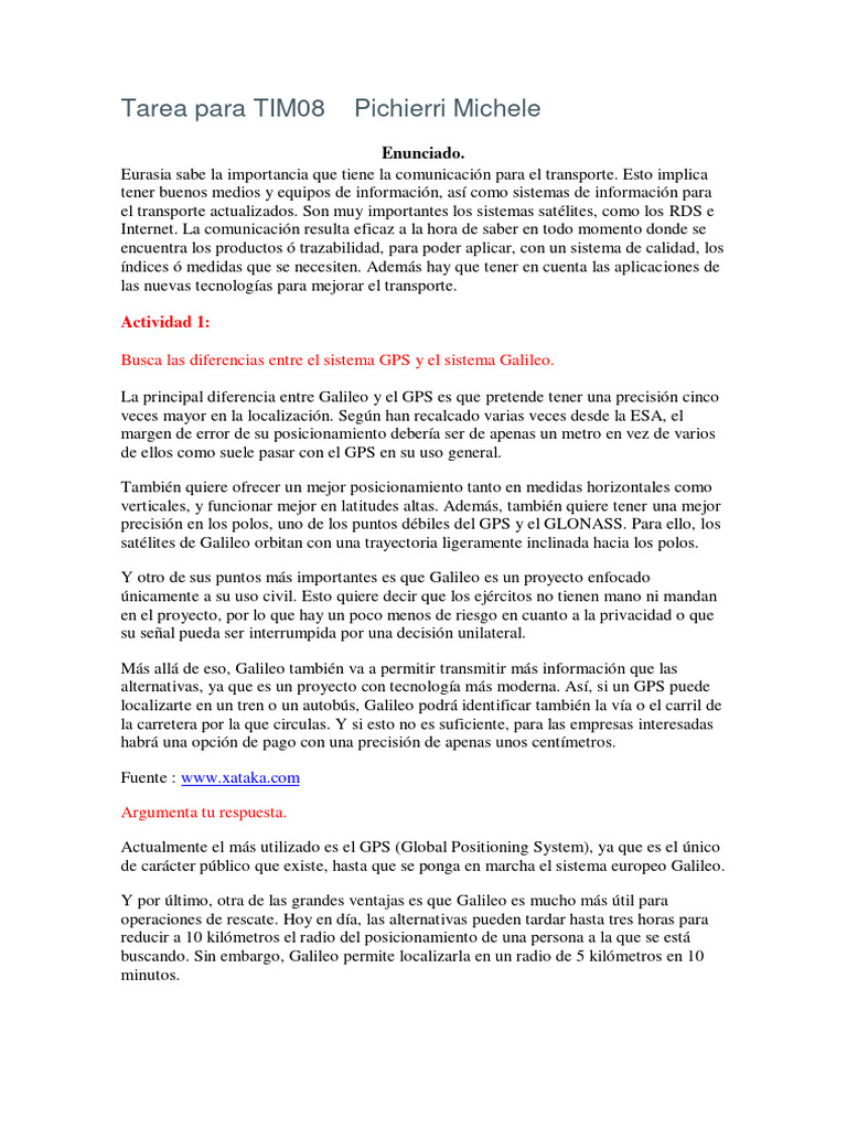 Pichierri Michele TIM08 Tarea | PDF | Sistema de Posicionamiento Global | Auditoría