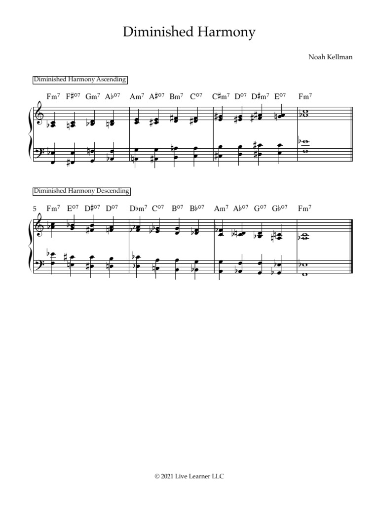 Diminished Harmony Exercise | PDF