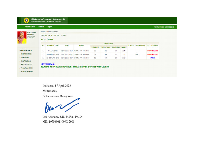 Berkas Kemampuan Bahasa Inggris - Septia Tri Ananda | PDF