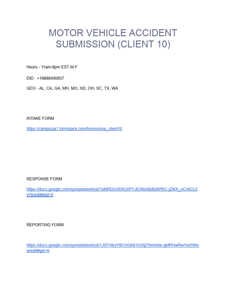 MVA Client Intake Process | PDF | Business