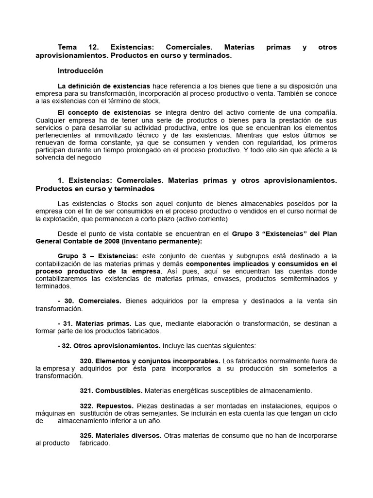 Tema 12. Existencias Comerciales | PDF