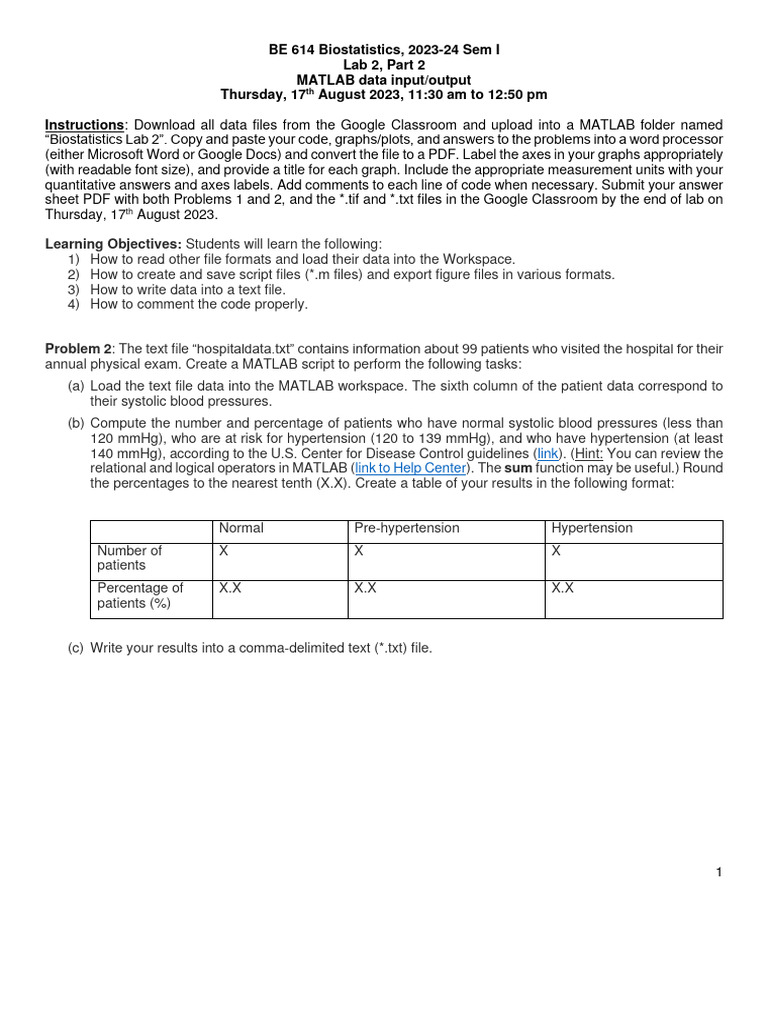 Biostatistics Lab 2 Part 2 (1) | PDF