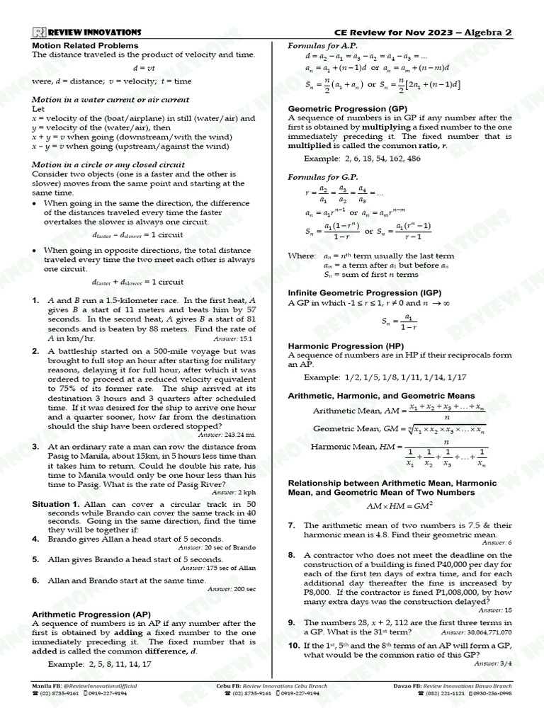 2023 Nov Algebra 2 | PDF | Mean | Speed