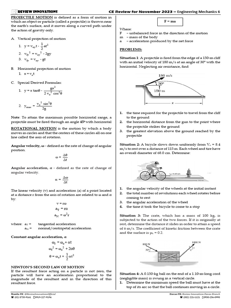 CE Board Nov 2023 - Engineering Mechanics - Set 6 | PDF | Acceleration ...