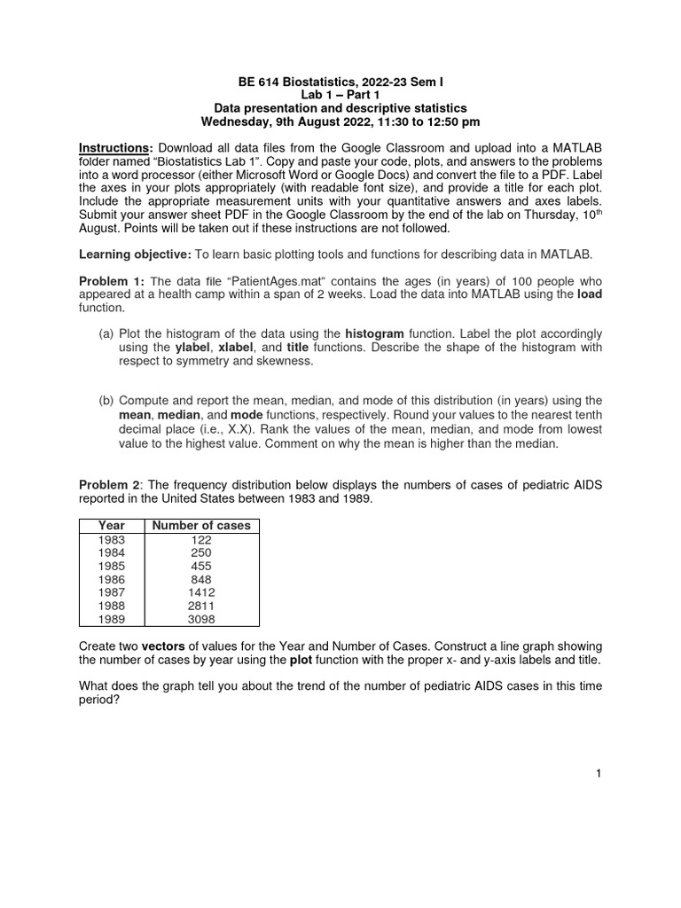 Biostatistics Lab 1 Part 1 Pdf