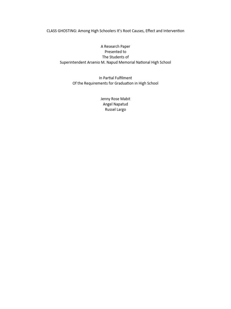 Class Ghosting | PDF | Psychotherapy | Teachers