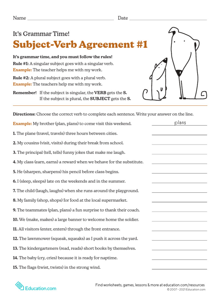 Its Grammar Time Subject Verb Agreement 1 | PDF