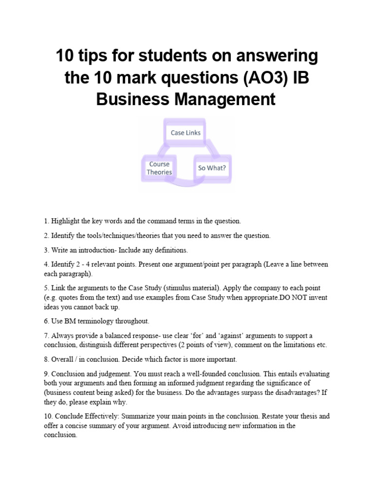 IB Business 10-Mark Question Tips | PDF